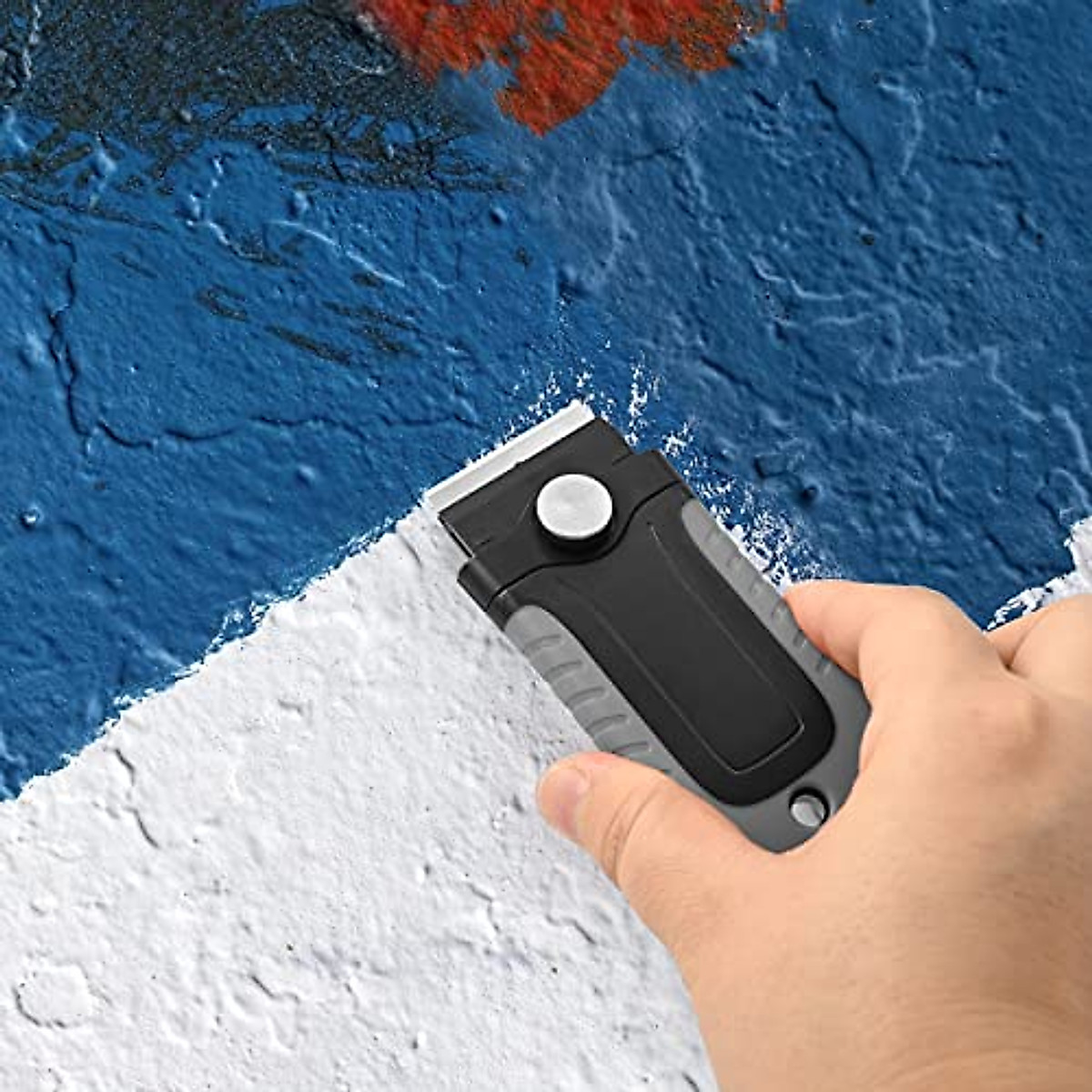 FOSHIO 2 Pack Grey Razor Blade Scraper with 20PCS Extra Razor Blades, Stainless Steel & Carbon Steel Single Edge Razor Blade Scraper Tool for Decals, Stickers, Labels, Caulk, Adhesive, Paint Removal