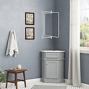 TEHOME Black Rounded Rectangle Pivot-N-View Bathroom Vanity Mirror Rotating Tilting Mirror for Corner Vanity, 14x22''