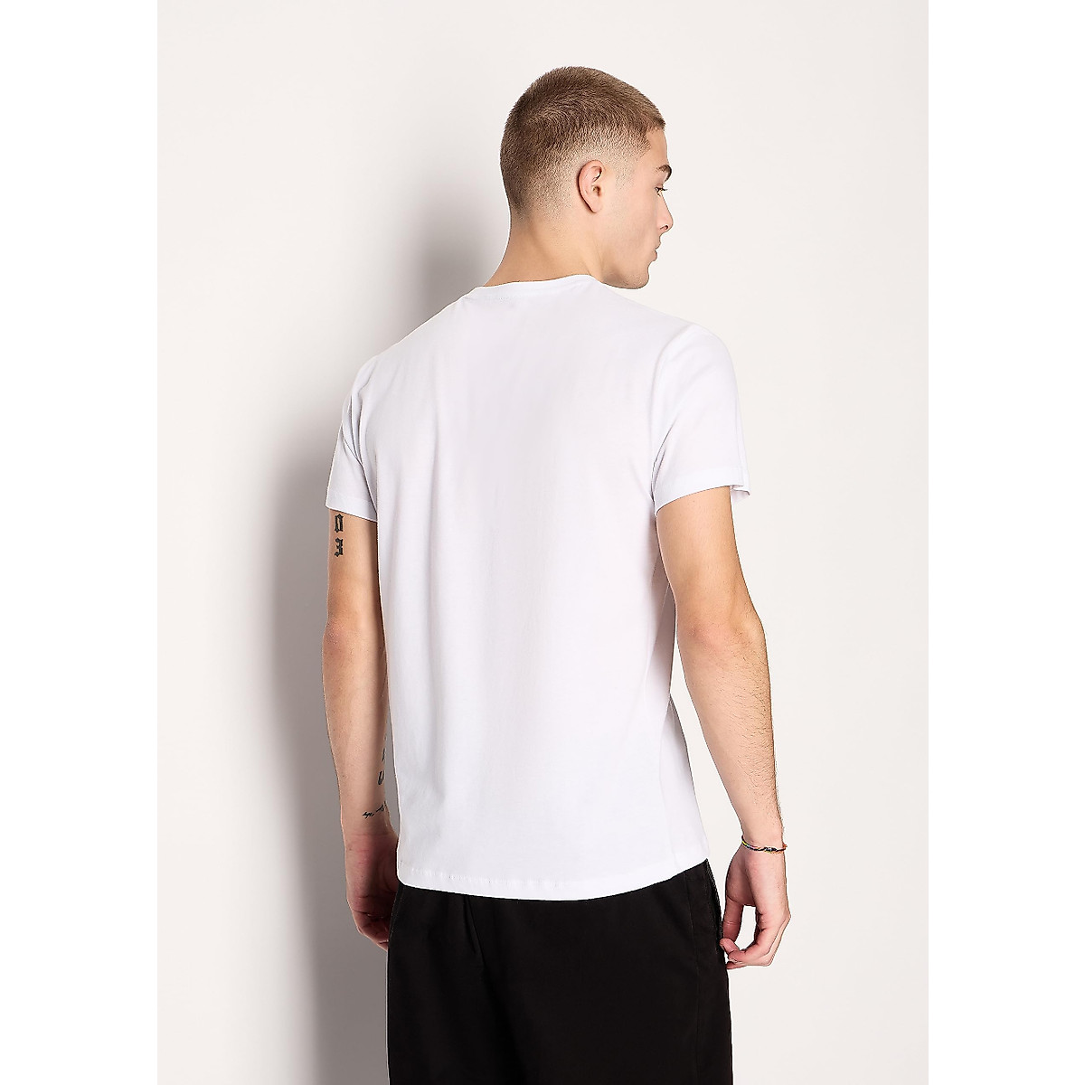 A | X ARMANI EXCHANGE Men's Slim Fit Illusion Box Logo Tee, White, L