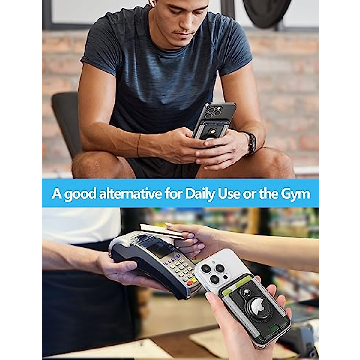 MagSafe Wallet with AirTag Holder, Magnetic Wallet Card Holder for Magsafe, Magnetic Wallet for iPhone 14 Pro Max/14 Pro/14/14 Plus/13 Pro Max/13 Pro/13/13 Mini/ 12 Series（Black）