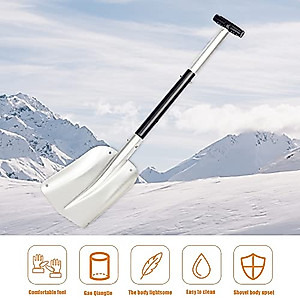 FUDAO Outdoor Snow Shovel Large Capacity Foldable Lightweight Aluminum Alloy Telescopic Portable Snow Shovel Parent Child Play Snow Garden Camping Shovel (Red, One Size)