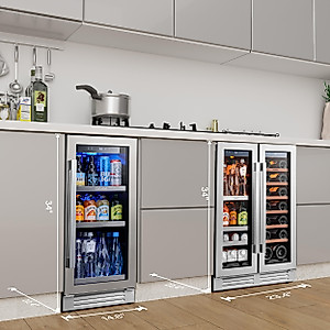 Ca'Lefort 24 Inch Wine and Beverage Refrigerator, 77 Can and 25 Bottle Wine Fridge Dual Zone 36°F-72°F, 3 LED Beverage Fridge Built in, Under Counter or Freestanding for Home/Kitchen(4.98 cu.ft)