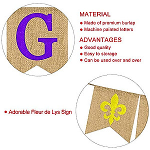 Mardi Gras Banner Burlap | Mardi Gras Decorations | Gold Purple Green Mardi Gras Banner for Mantel Fireplace | Rustic Mardi Gras Party Decorations Supplies | Mardi Gras Outdoor Indoor Hanging Decor