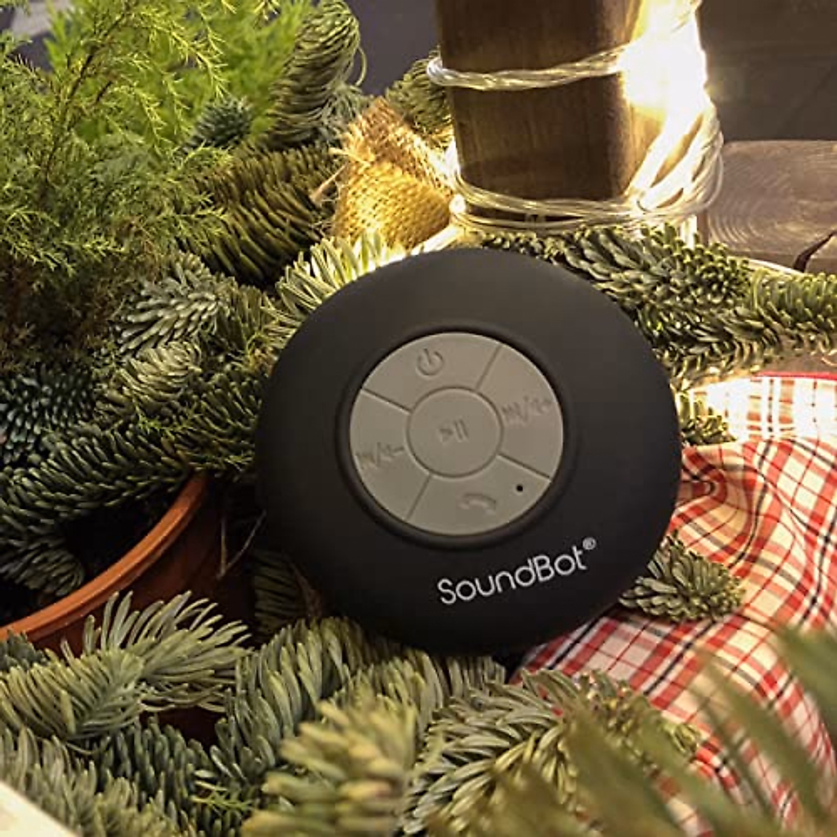 Soundbot SB510 Bluetooth Shower Speaker HD Water Resistant Bathroom Speakers, Handsfree Portable Speakerphone with Built-in Mic, 6hrs of Playtime, Control Buttons and Dedicated Suction Cup (Black)