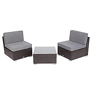 ZLXDP 3 Pieces Patio PE Wicker Rattan Sofa Set Patio Furniture Set