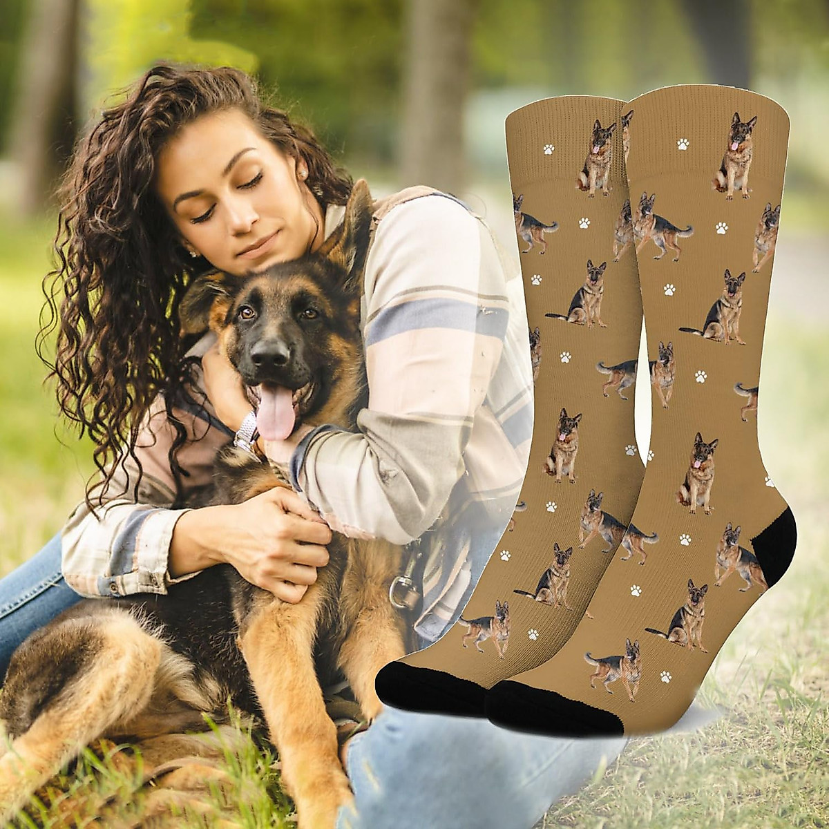 Subvise Funny German Shepherd Dog Crew Socks,Personalized Pet Athletic Winter Socks for Men Women (German Shepherd)
