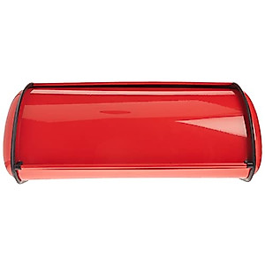 Home Basics Stainless Steel Bread Box with Roll Up Lid, For Easy Kitchen Counter Storage, Bread Bin Holder, Red