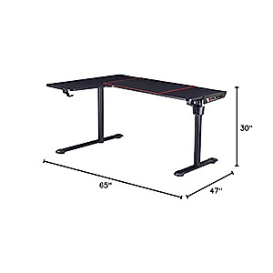 ioHOMES Kindira Modern Steel 65 in. L-Shaped Gaming Desk with USB Ports, PC Mouse Pad and Rotatable Cup-Holder for Home Office, Classroom, Study Room, Black