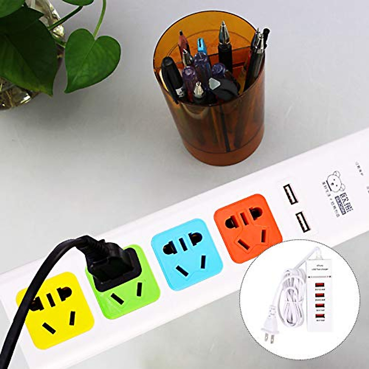 Scicalife Desktop USB Charging Station 4 Ports USB Charger Portable Fast Charging Surge Protector Power Strip for Smartphone Tablet Laptop Computer(White,US Plug)