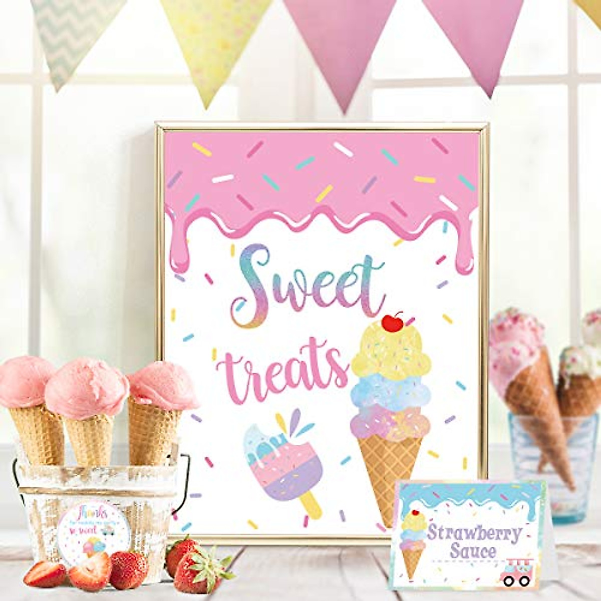 Ice Cream Sundae Bar Party Decorations Kit - Pre-Assembled