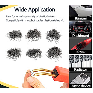 Plastic Welder Staples, 1200 pcs Hot Staples Plastic Repair Kit, Welding Hot Staples Wave, Corner & Flat for Repair Car Bumpers Hot Stapler Staples - Plastic Weld Hot Staples (0.8 0.6mm)