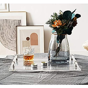 Artmaze Acrylic Tray, Breakfast Tray Serving Tray,with Acrylic Handles，Tray-Decorative,for Coffee Table Kitchen,16x12x2 inch…