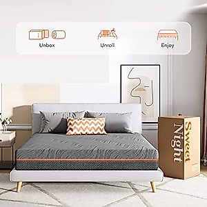 Sweetnight King Size Mattress, 12 Inch Gel Memory Foam Mattress with Three Firmness Levels, Curve-Designed Foam Design for Neutral Spine Support, Flippable King Mattress in a Box