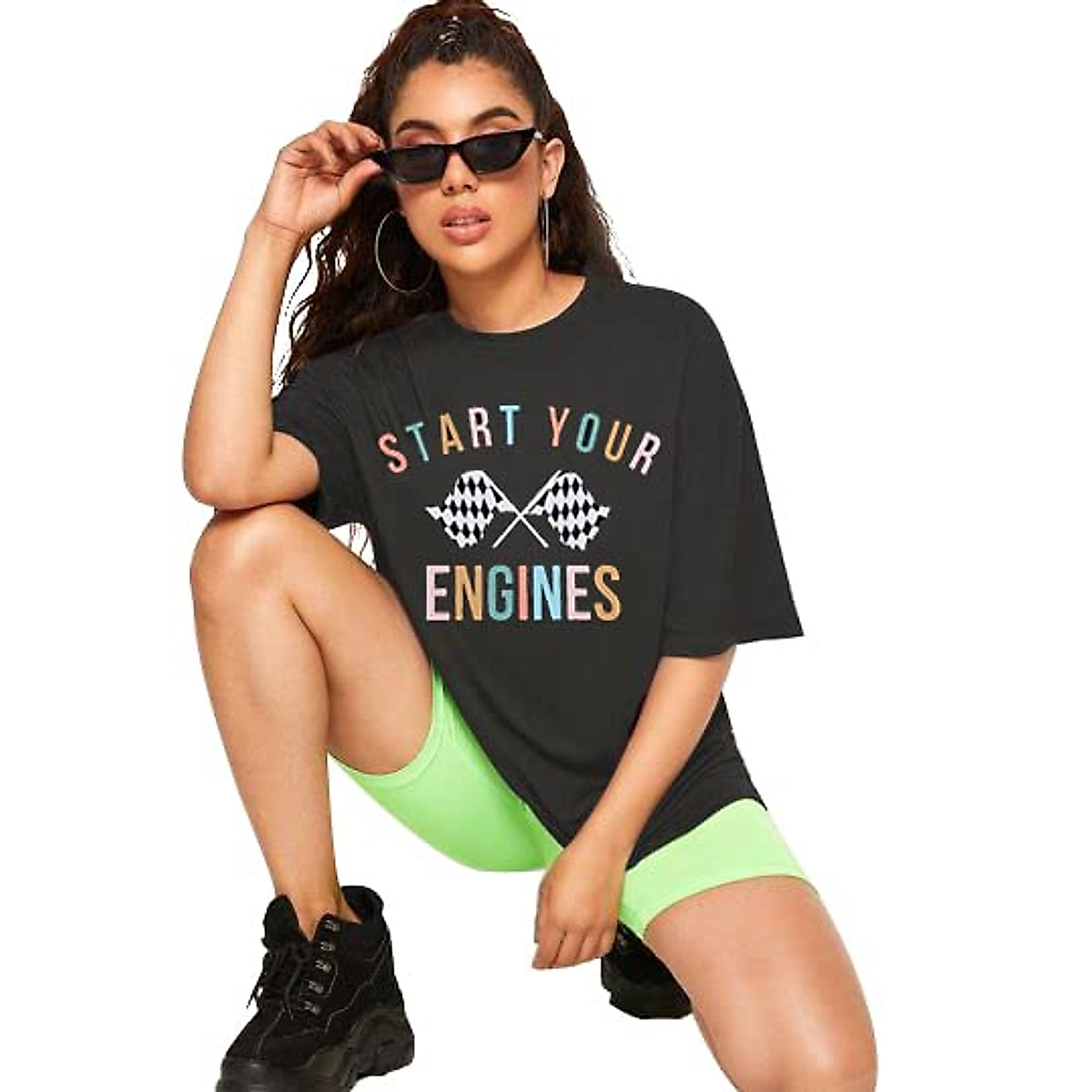 BANGELY Start Your Engines Tshirt Checkered Flag Racing Shirts Raceday Casual Unisex Short Sleeve Tee Tops