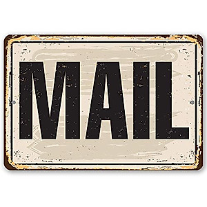 Mail Metal Sign - Great Home and Post Office Decor, Mail Delivery Sign and Mail Collection Box Decoration, Classic Gift for Mail Man, 8x12 Use Indoors/Outdoors Durable Vintage Metal Sign
