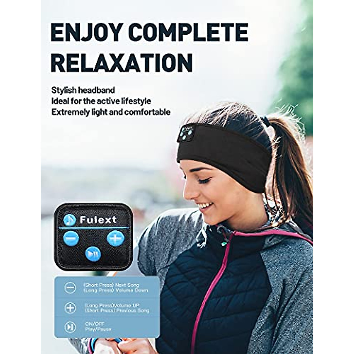 Sleep Headphones Headband, Voerou Wireless Headband Headphones Sports Sweatband with Ultra-Thin HD Stereo Speakers for Sleeping,Workout,Jogging,Yoga,Insomnia,Travel,Meditation