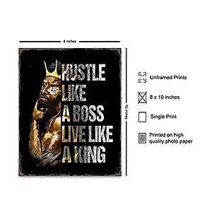 Inspirational African American Wall Art - Motivational Entrepreneur Decor - Positive Quotes Poster Prints - Success Sayings - Encouragement Gifts for Afro Black Men - Home Office - Encouraging Motto