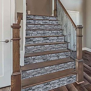 practicalWs 17.71" x 393.7" Grey Brick Stone Peel and Stick Wallpaper 3D Removable Decoration Wall Paper Self-Adhesive Contact Paper Stick on Wall Panels Backsplash Bedroom Wall