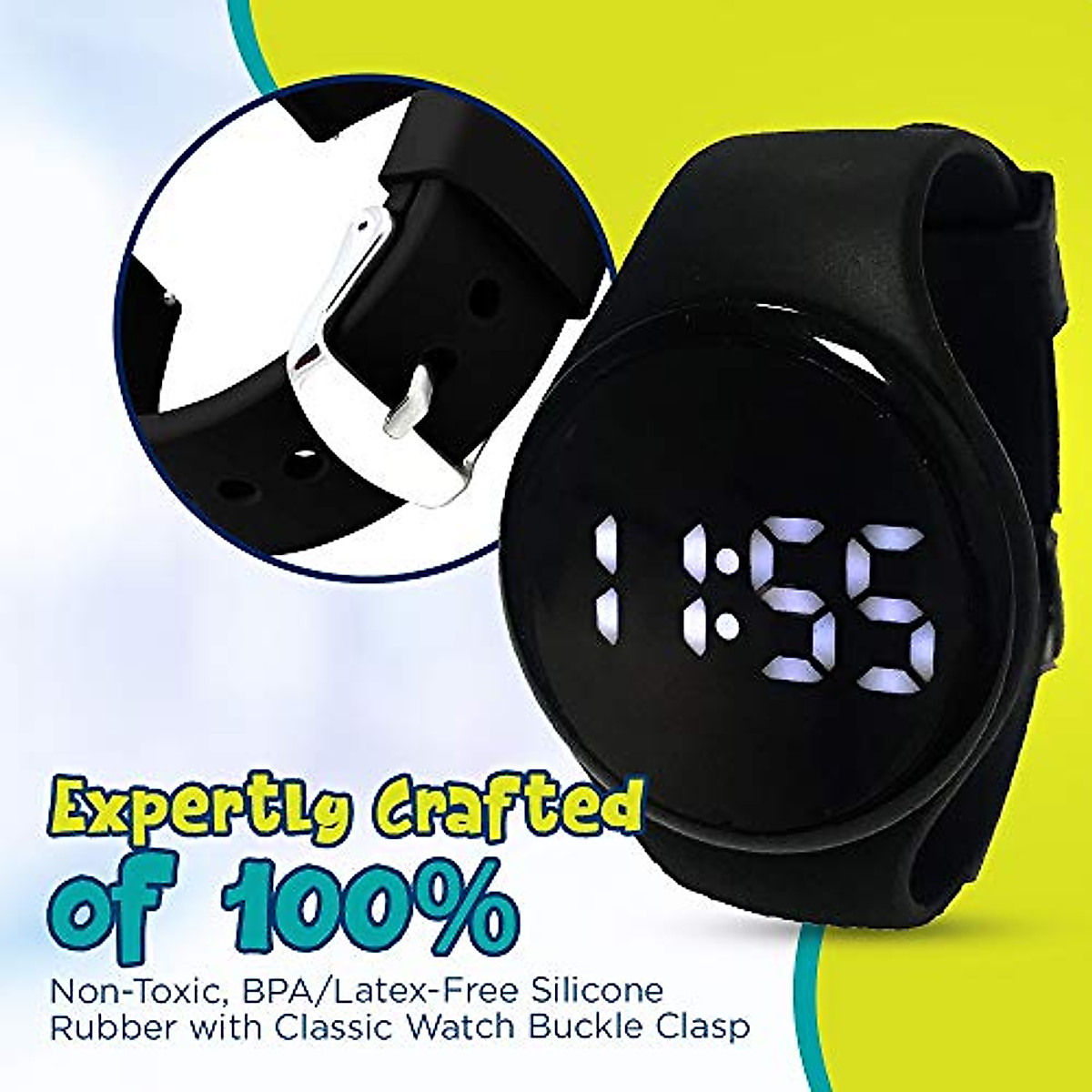 Kidnovations Premium Potty Training Watch - Toilet Training Timer - Rechargeable Water Resistant Digital Watch Reminder to Go Potty Vibrates and Plays Music Keeps Your Child Entertained at Potty Time