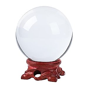 Modaier Crystal Ball 80mm Crystal Ball with Wooden Stand and Gift Box for Magic,lensball Photography,Family Decorative,Fortune Teller,Feng Shui,Witchcraft,Witchy Gifts,Witch Decor,and Halloween Decor