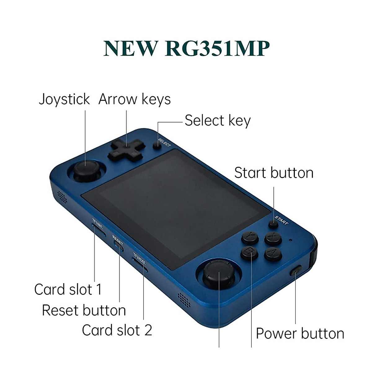 Petforu RG351MP Handheld 128GB/20,000 Games Console Metal Version 3.5-inch (Blue)