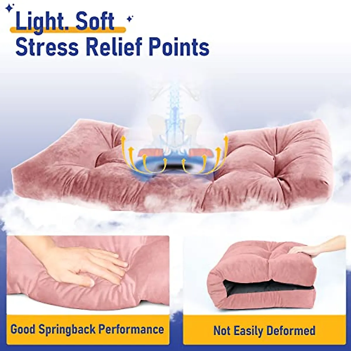 ROFIELTY Bench Cushion 45 inches. Non-Slip Tufted Cushion for Indoor/Outdoor use, Comfortable Window Cushion, Soft Piano Bench Cushion.Multi-Scene use of Cushions. (45x18x3, Matte Pink)…