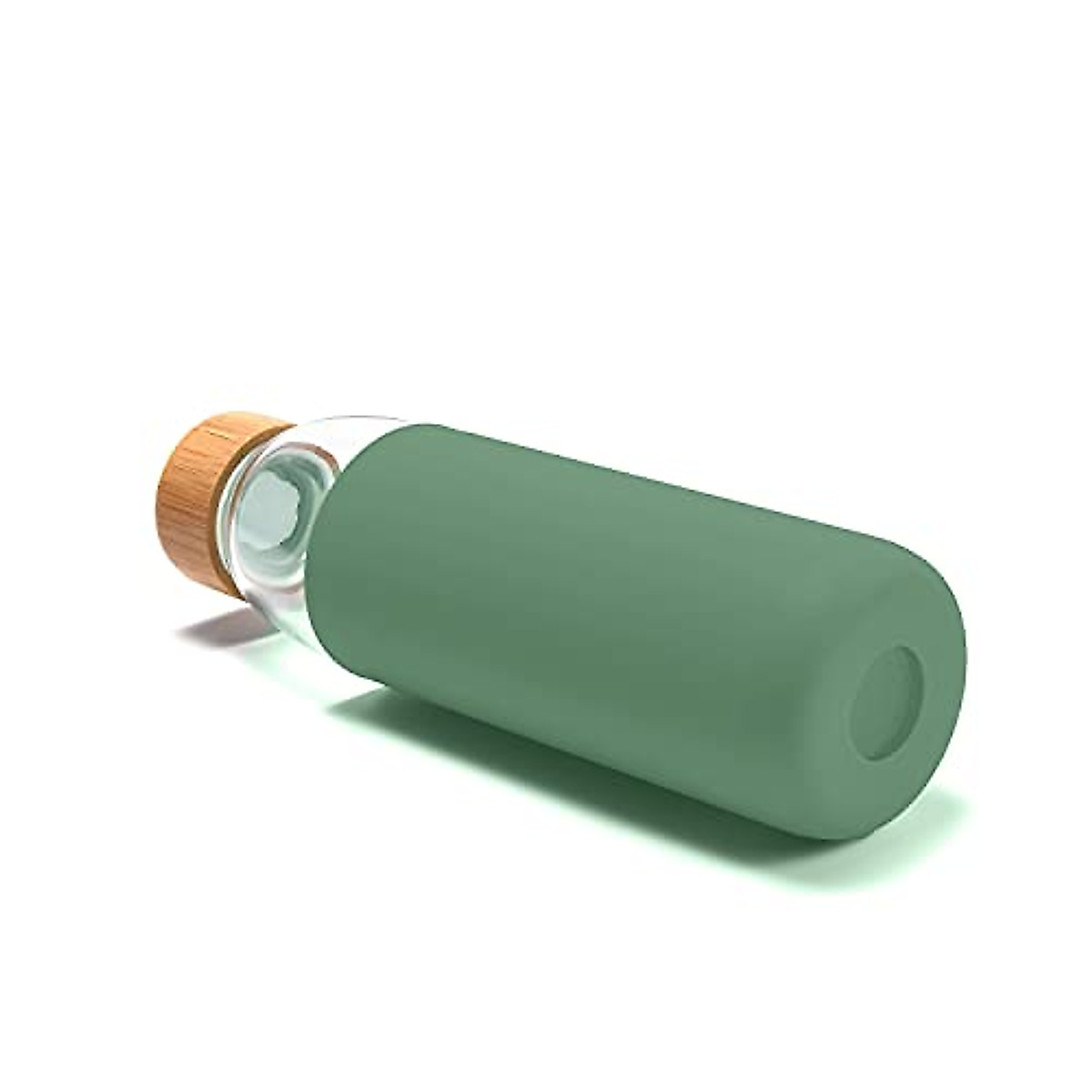 veegoal Glass Water Bottles 25 Oz Borosilicate with Bamboo Lid, BPA-FREE, Non-Slip Silicone Sleeve, and Stainless Steel Leak Proof Lid - Glass Water Bottles for Men and Women