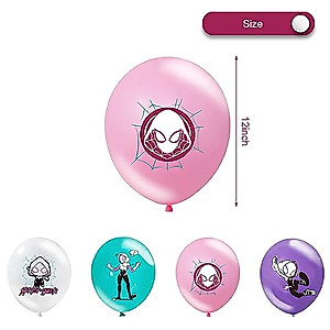 32pcs Spider Girl Latex Balloons，Female Spidey Theme Party Supplies, Female Spider girl Birthday Party Decoration for Girls