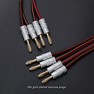 JORZOR Audiophile Grade Speaker Cable with Gold Plated Banana Plugs,Oxygen-Free Copper (OFC) 13AWG, (6.6 Feet 2 M), Pair……, 2M(6.6FT)