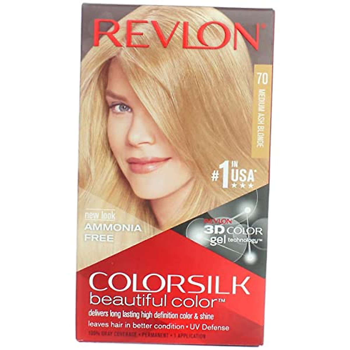 Revlon ColorSilk Hair Color 70 Medium Ash Blonde 1 Each (Pack of 4)