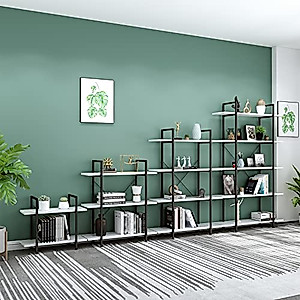 IOTXY 3-Tier Open Shelf Bookcase - Modern Freestanding Wooden Display Stand Unit with Metal Frame for Home and Office, Bookshelf, Black White