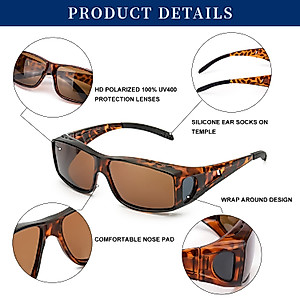 LVIOE Over Glasses Sunglasses Wrap Around Polarized Sunglasses for Men Women Fit Over Prescription Glasses with UV Protection