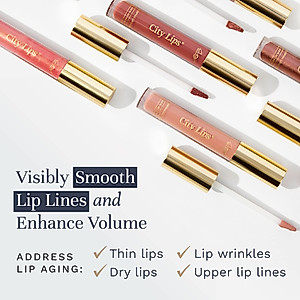 City Beauty City Lips Plumping Lip Gloss Pink Nude - High-Shine Gloss for Fuller, Younger-Looking Lips | Hydrating & Smoothing Lip Treatment Hyaluronic Acid