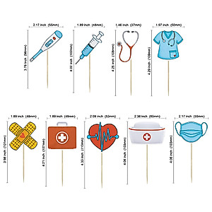 Gyufise 36Pcs Nurse Cupcake Toppers Nursing School Graduation Cupcake Picks for Medical Rn Nurse Grad Themed Birthday Party Cake Decorations Supplies