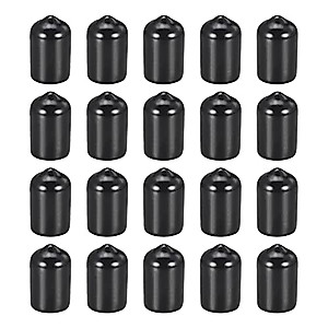 DMiotech 20 Pack 3/8" ID Black Screw Thread Protectors Rubber End Caps Bolt Covers for Screw Bolt Furniture Pipe