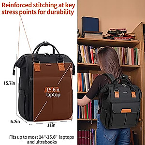 BAGSWAN Laptop Backpack Travel Nurse Bag 15.6 inch Teacher Bookbag Business Computer Backpacks Purse Travel Work Anti-theft College Bags with USB Charging Port Light Back Pack Student