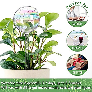Sawowkuya 4 Pcs Plant Watering Globes, 9 Inch Iridescent Self Watering Planter Insert, Glass Plant Watering Devices for Indoor and Outdoor Plants Accessories