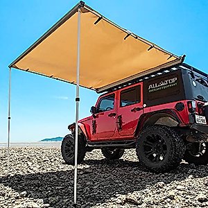 ALL-TOP Vehicle Awning 6.6'x8.2' Rooftop Pull-Out Retractable 4x4 Weather-Proof UV50+ Side Awning for SUV/Truck/Van
