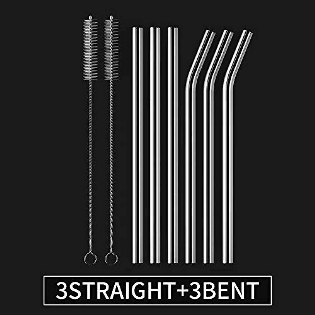 HeykirHome 6-Pack Reusable Glass Straw-Transparent,Size 8''x10 MM,Including 3 Straight and 3 Bent with 2 Cleaning Brush- Perfect For Smoothies, Tea, Juice-Clear