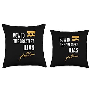 Custom Ilias Gifts & Accessories for Men Bow to The Greatest Ilias of All Time First Given Name Throw Pillow, 16x16, Multicolor