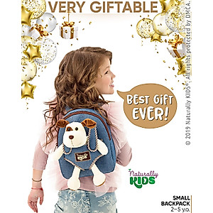 Naturally KIDS Dog Toddler Backpack, Dog Stuffed Animals, Stuffed Dog for Toddlers Boys Girls