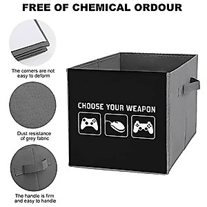 Choose Your Weapon Video Game Controller Collapsible Storage Bins Cubes Organizer Trendy Fabric Storage Boxes Inserts Cube Drawers 11 Inch