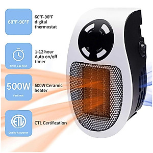 Portable Heaters, Cordless Battery Powered Heater, Portable Heaters for Indoor Use, 500 Watt Heater, Remote Heater with Thermostat, Overheat Protection, LED Display(1Pcs)