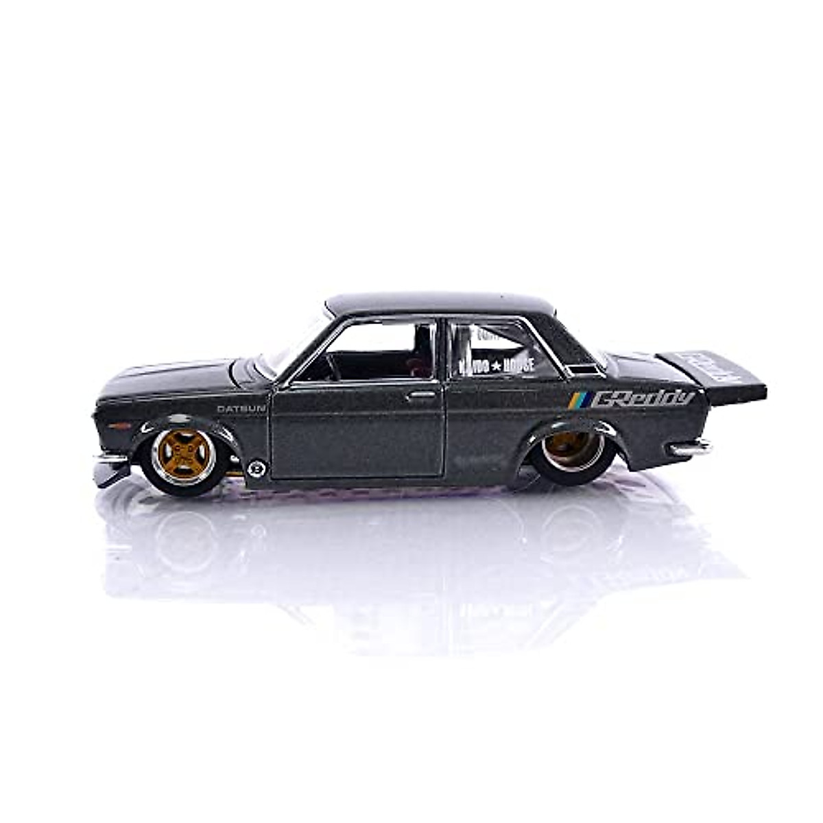 Truescale Miniatures Datsun 510 Pro Street Gun Metal Gray (Designed by Jun Imai) Kaido House Special 1/64 Diecast Model Car by True Scale KHMG017