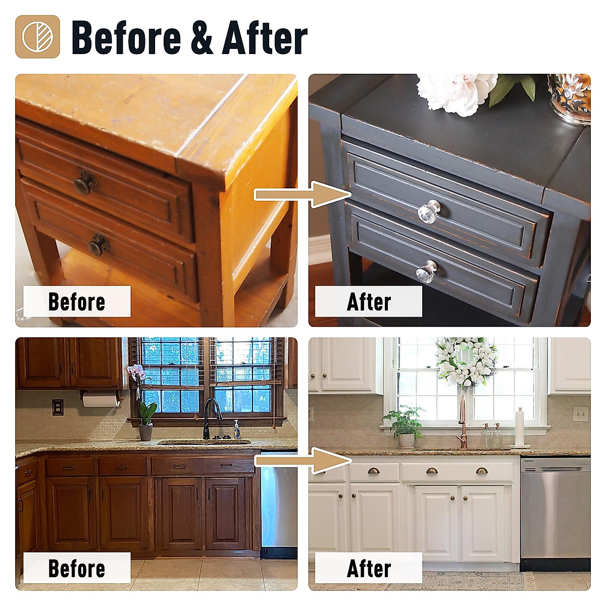 DWIL Cabinet Paint All Match - 32 OZ White | Waterproof, No Sanding, Low Odor | Kitchen and Bathroom Cabinet Makeover Kit