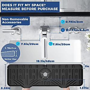 Silicone Sink Faucet Drying Mat Kitchen Sink Faucet Splash Guard Faucet Handle Drip Catcher Tray, Dish Sponge Holder Kitchen Sink Accessories Sink Protector Home Kitchen Organization Gadgets Organizer