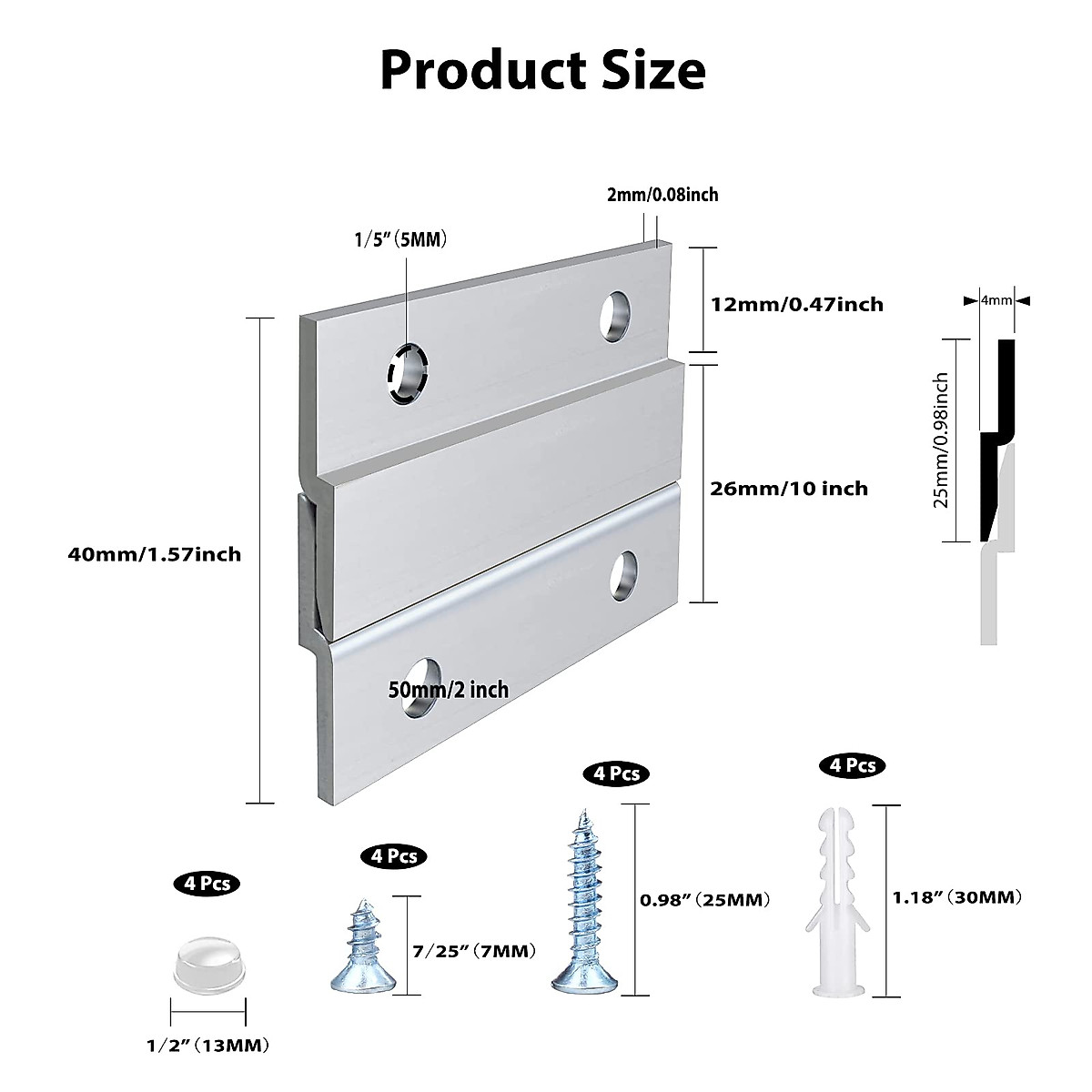 French Cleat Picture Hanger 2 Inches Aluminum Z Hanger Supports 30lbs - Interlocking Wall Mounting Bracket Hardware Kit for Hanging Mirrors, Picture, Shelf, Whiteboard, Art, Frames (2"-2Pairs)