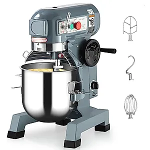 Towallmark Commercial Food Mixer, Commercial Mixer 15QT 600W with Stainless Steel Bowl, 130/233/415RPM 3 Speed Heavy Duty Stand Food Mixer Commercial for Bakery Pizzeria Restaurant