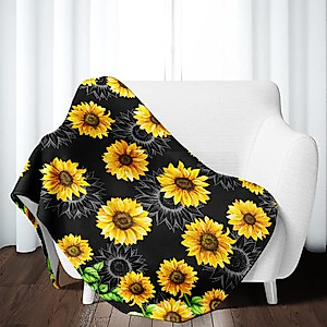 Sunflower Blanket Super Soft Warm Sunflower Throw Blanket - Lightweight Cozy Flannel Flower Throw Blanket Bed Couch Sofa Office Decor, Gift for Girls and Boys Women and Man 50"x40"