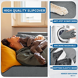 XINEAGE 2025 New 1 Piece Couch Covers for 2 Cushion (55"-69") Stretch Loveseat Sofa Cover Slipcover Jacquard Universal Furniture Protector with Elastic Bottom for Kids,Dog (Loveseat, Light Gray)